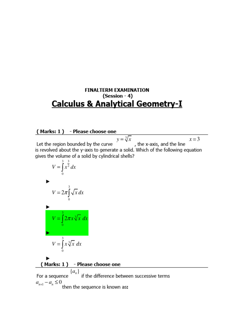 MTH101 Fianl Solved 2012 Papers | PDF | Teaching Methods & Materials