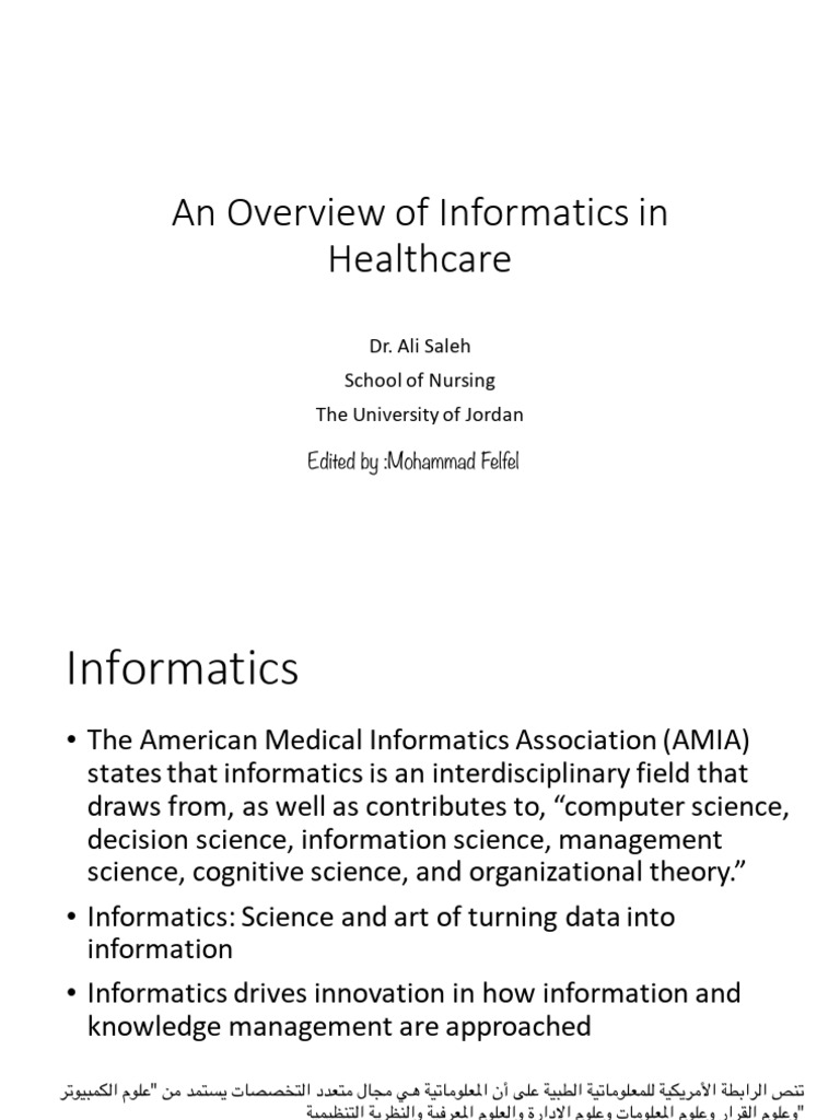 1-An Overview of Informatics in Healthcare | PDF