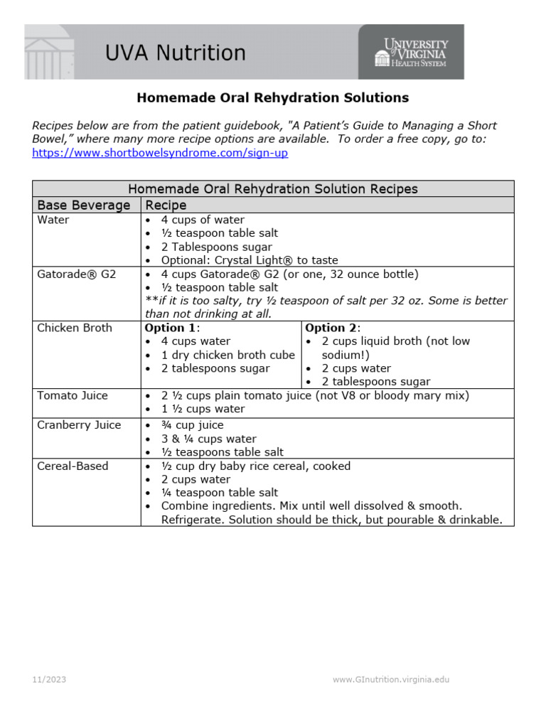 Homemade Oral Rehydration Solutions 11 2023 | PDF