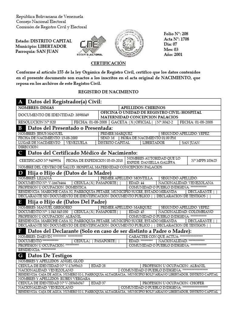 Acta Manuel | PDF | Documento de identidad | Gobierno