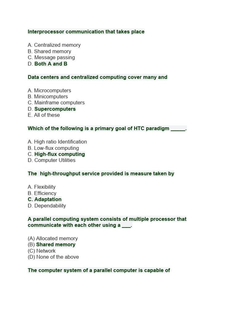 Parallel And Distributed Computing Mcqs Pdf Parallel Computing Computing 0482