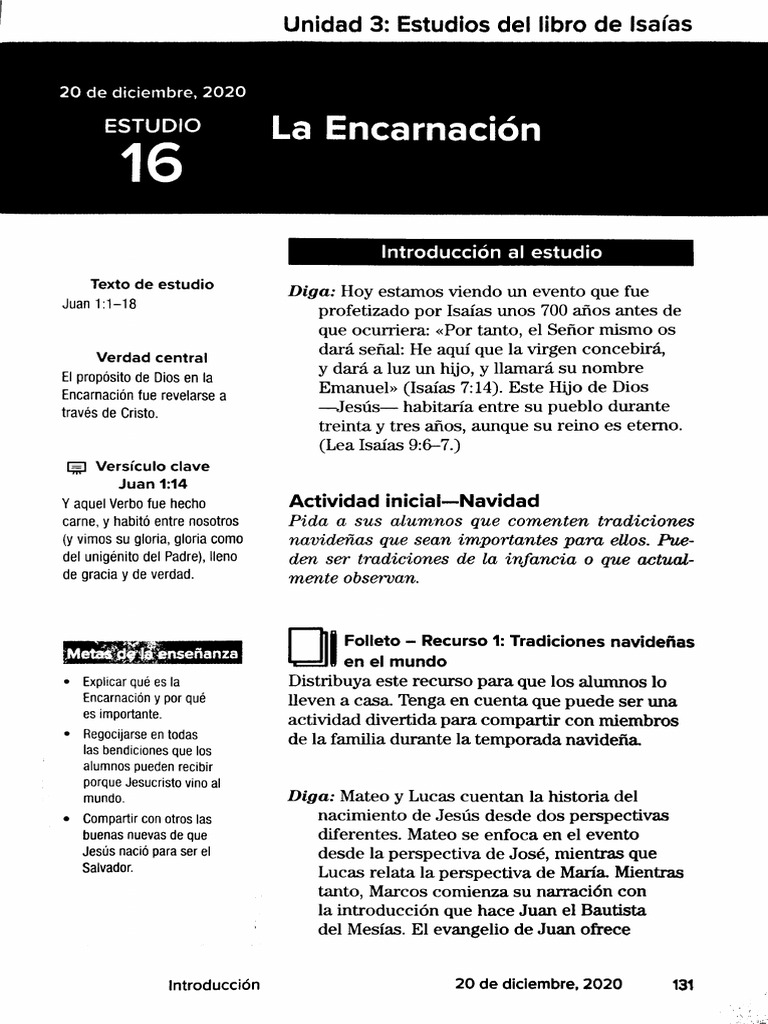 Lec 16 La Encarnacion Maestro - OCR | PDF | Jesús | Cristo (título)
