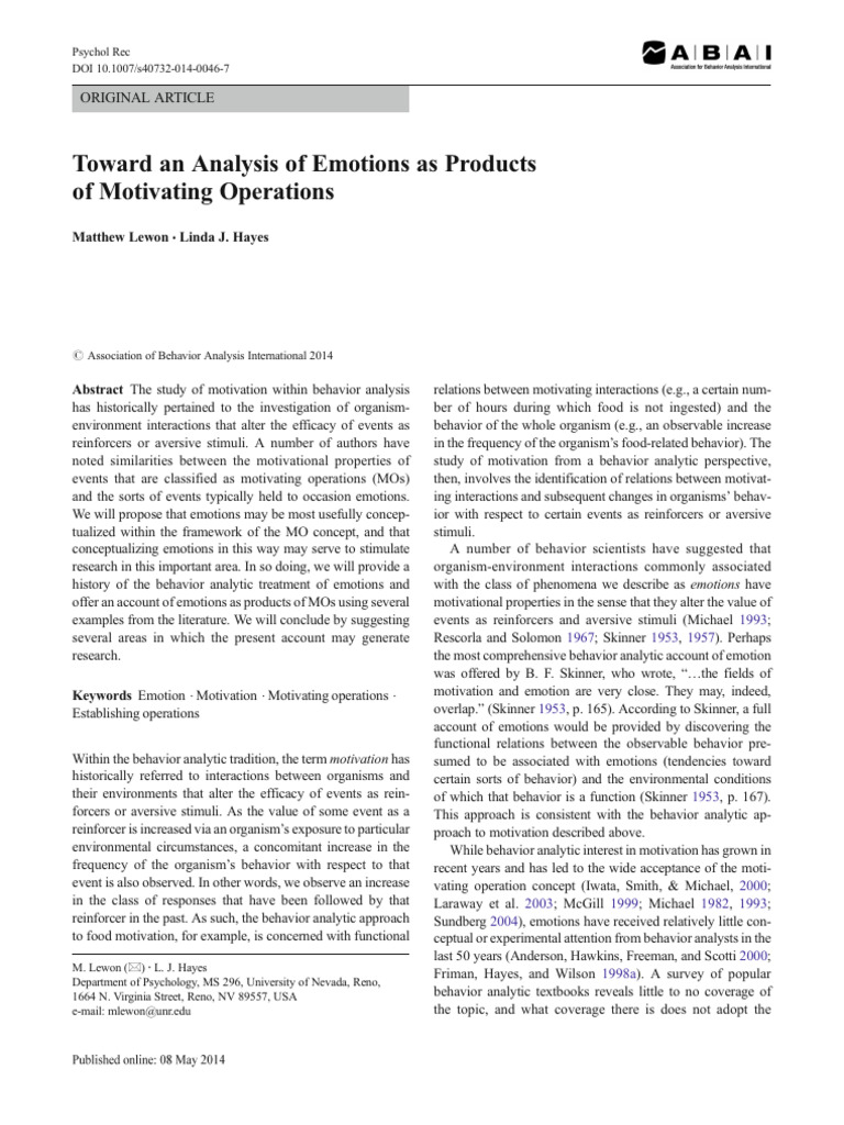 Lewon 2014 | PDF | Reinforcement | Behaviorism