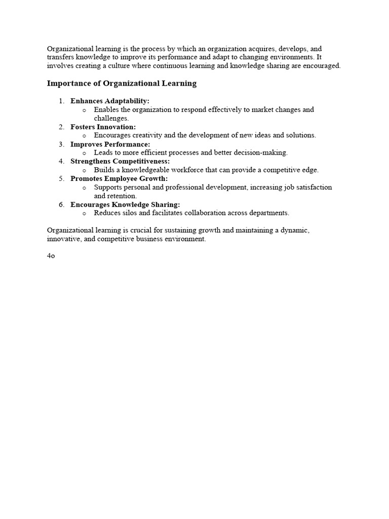 Benefits Of Organizational Learning Pdf Career Growth
