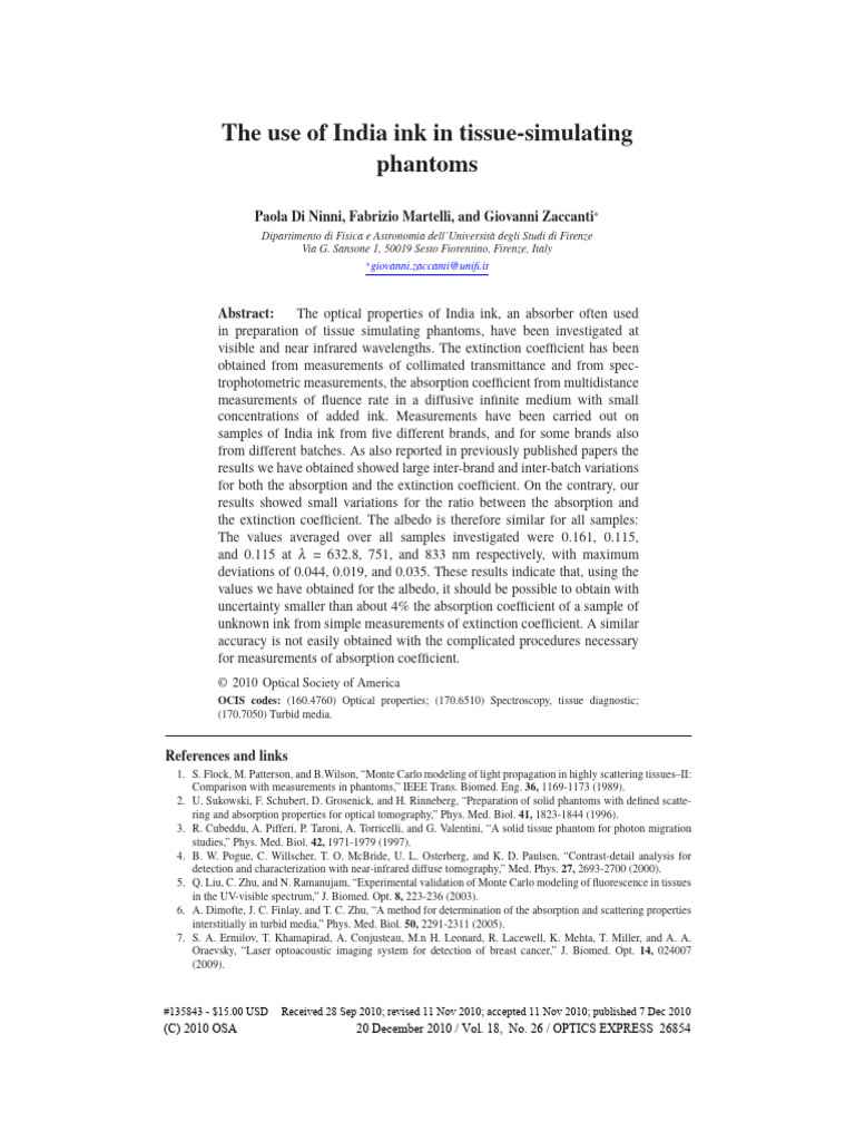 2010-The Use of India Ink in Tissue-Simulating Phantoms | PDF ...