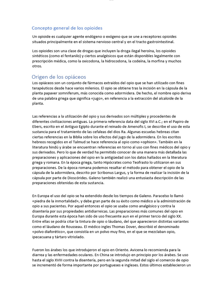 Opioides Pdf Opioide Opio