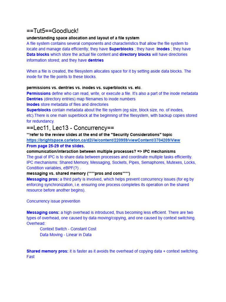 COMP 3000 Final Exam Review | PDF | Key (Cryptography) | Process (Computing)