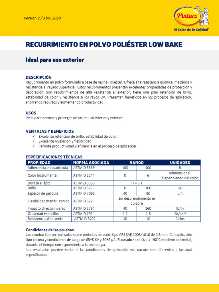 Poliester Low Bake Pintura en Polvo | PDF | Materiales