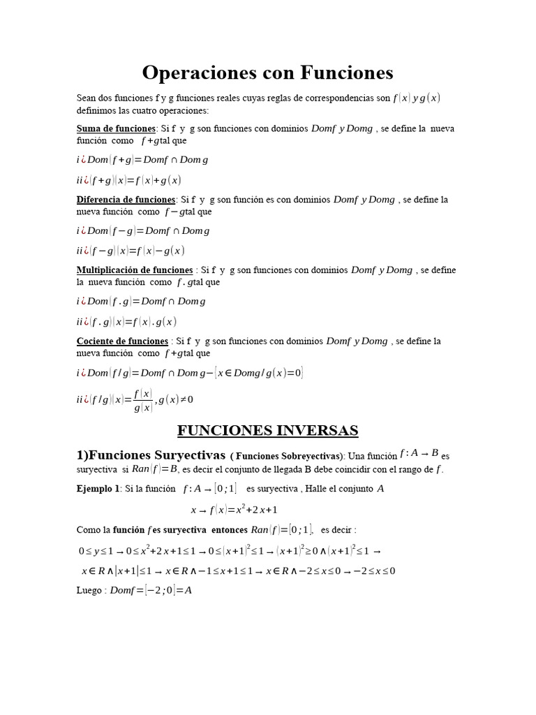 Funciones | PDF | Función (Matemáticas) | Álgebra