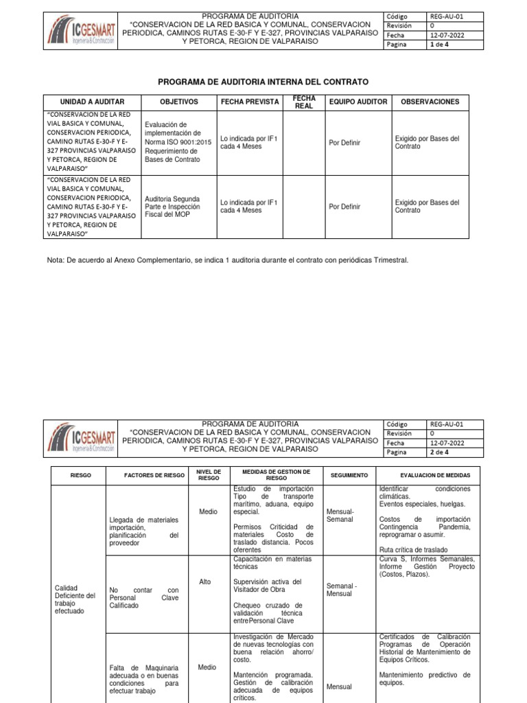 Programa de Auditoria Interna | PDF | Auditoría