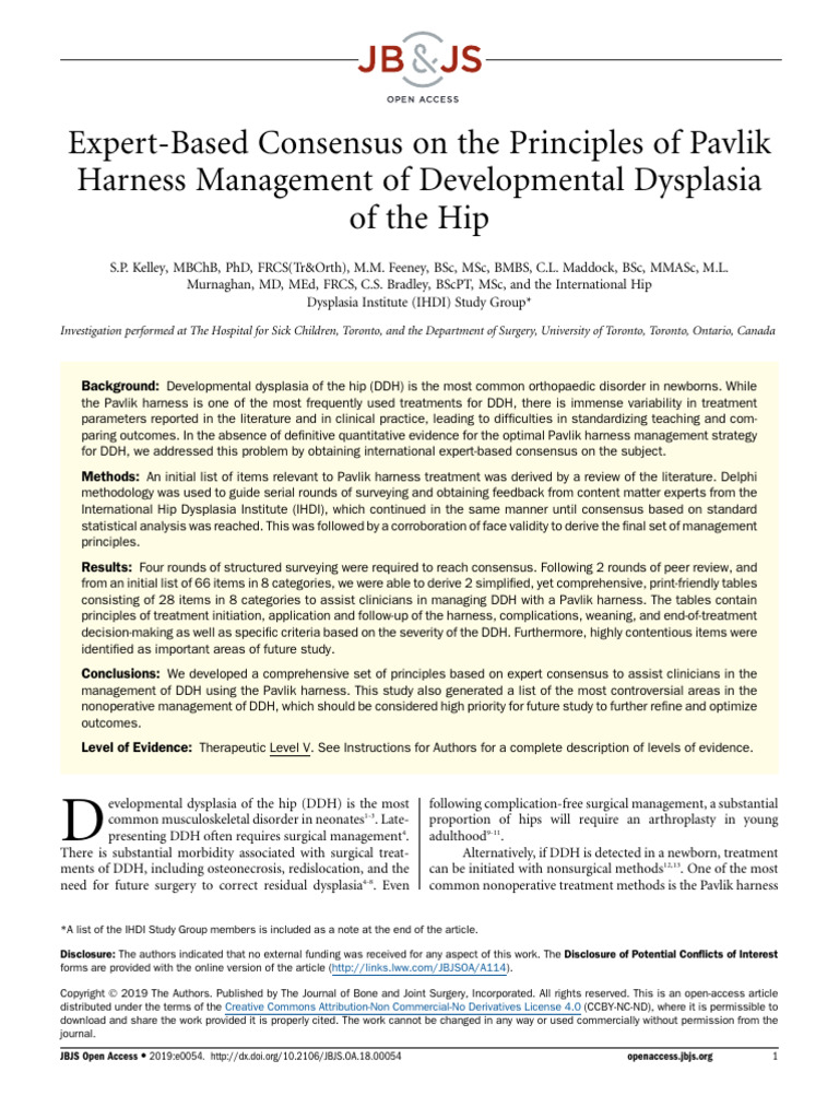 Pavlik Treatment IHDI Protocol JBJS Kelley | PDF | Evidence Based Medicine | Medicine