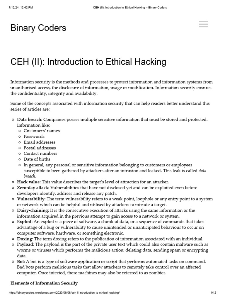 1.introduction To Ethical Hacking | PDF | Information Security | Security