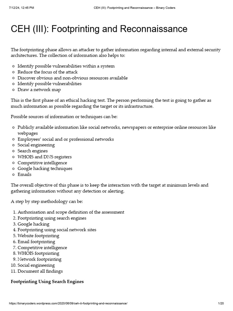 Footprinting and Reconnaissance | PDF | Domain Name System | Domain Name