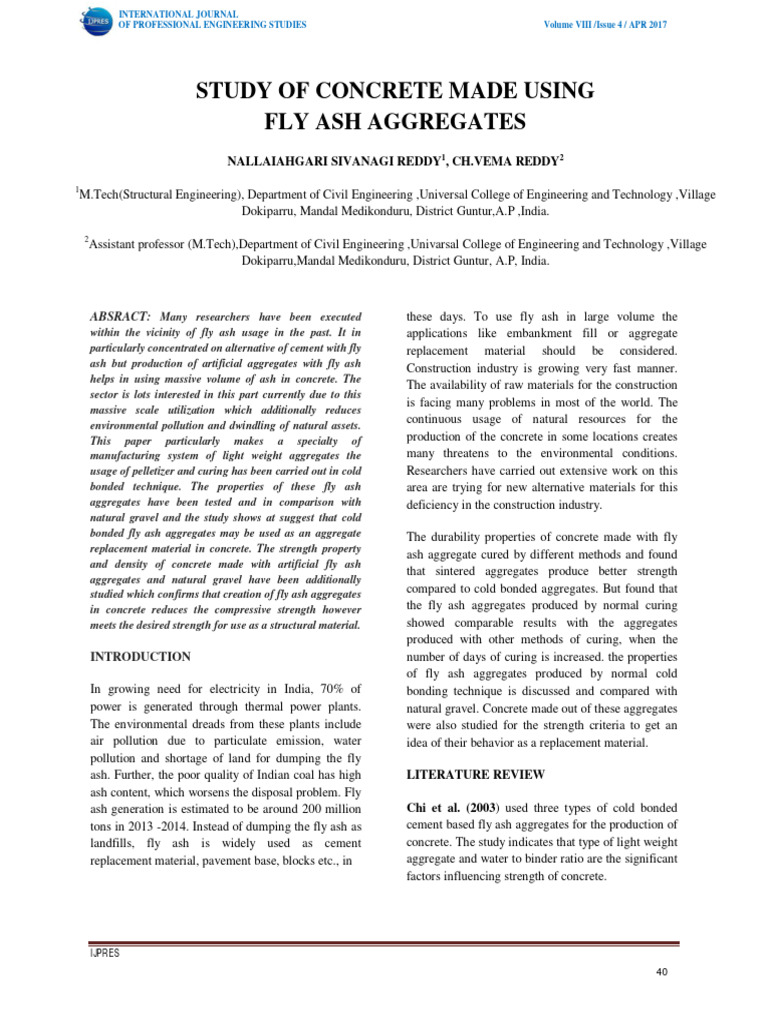 9. Study of concrete made using fly ash aggregates | Download Free PDF ...