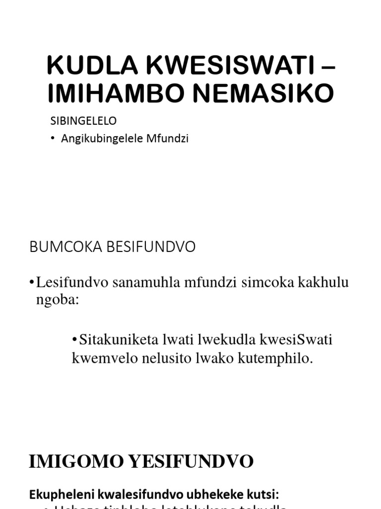 Kudla Kwesiswati: Imihambo Nemisiko | PDF | Cooking, Food & Wine