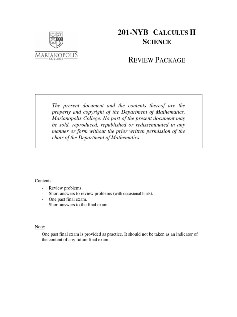 NYB ReviewPack | PDF | Integral | Function (Mathematics)