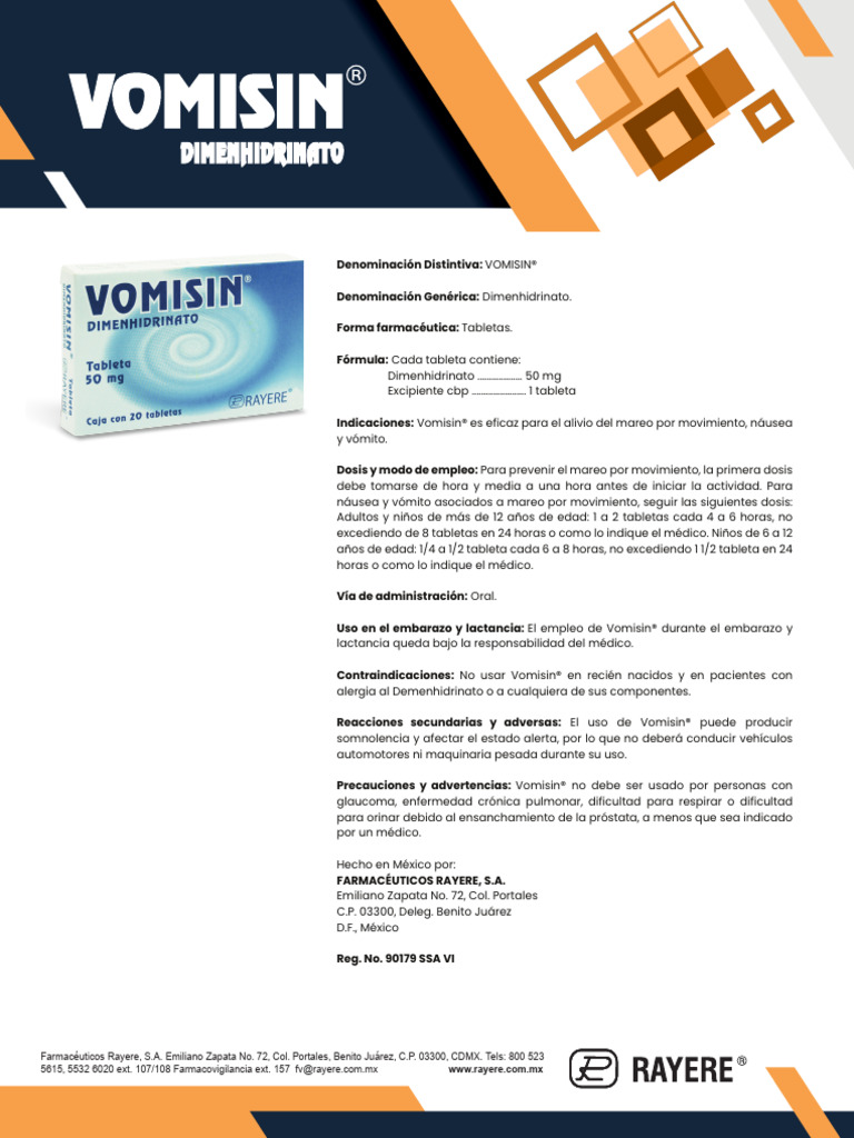 INFO-Vomisin Tabletas 50mg | PDF | Drogas | Medicina