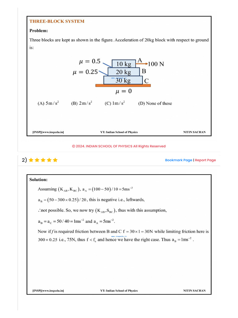 5) - Three Block System | PDF | Physics | Physical Sciences
