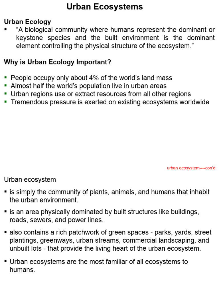 Understanding Urban Ecology Dynamics | PDF | Ecosystem | Sustainability