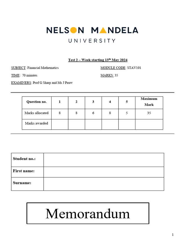 Test 2 Memo | PDF | Interest | Personal Finance