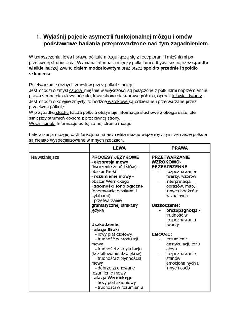 Pytanie 1 - Obrona Magisterska Psychologia SWPS | PDF
