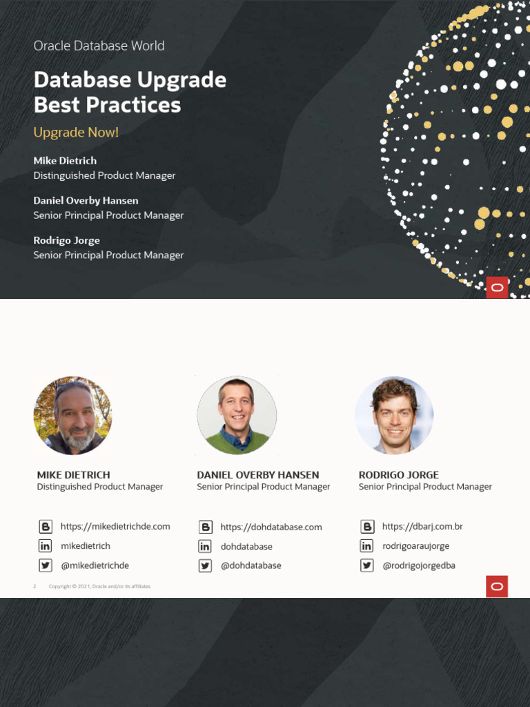 ODW2021 MikeDietrich DanielOverbyHansen RodrigoJorge DatabaseUpgradeBestPractices | PDF | Oracle ...