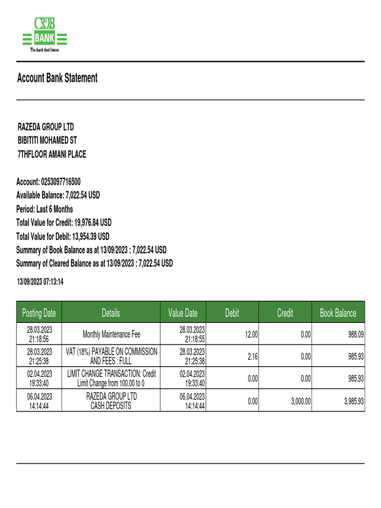 Account Transaction History | PDF | Debits And Credits | Service Industries