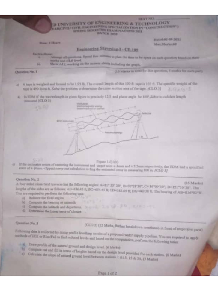 Survey 2021,22,23 Past Papers | PDF