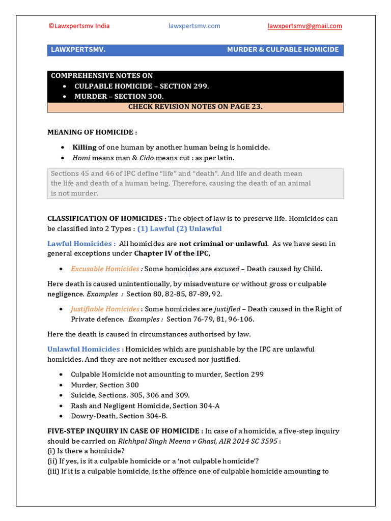 Culpable Homicide and Murder Explained | PDF | Murder | Acquittal