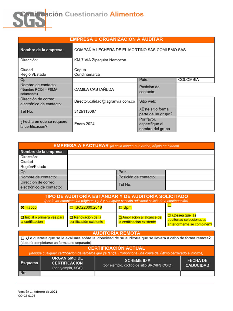 Co-Gs 0103 Qu1 Normas Iso 22000 Haccp y BPM - Final | PDF | Análisis de Riesgo y Puntos Críticos ...