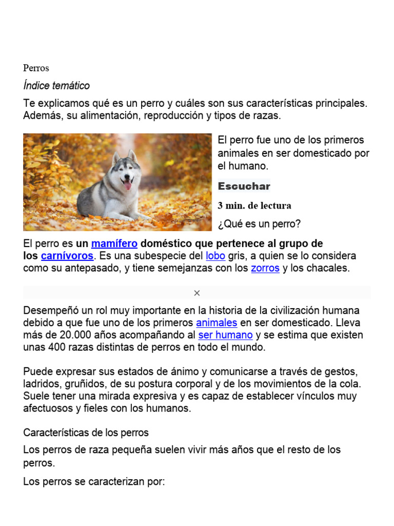 Informacion Del Perro Domestico | PDF | Domesticación | Humano