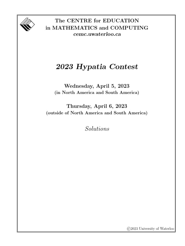 Hypatia Combined Solutions | PDF | Elementary Mathematics | Mathematics