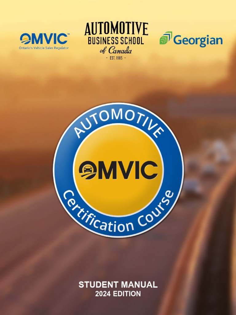 Omvic Automotive Certification Course Student Manual English 2024 | PDF