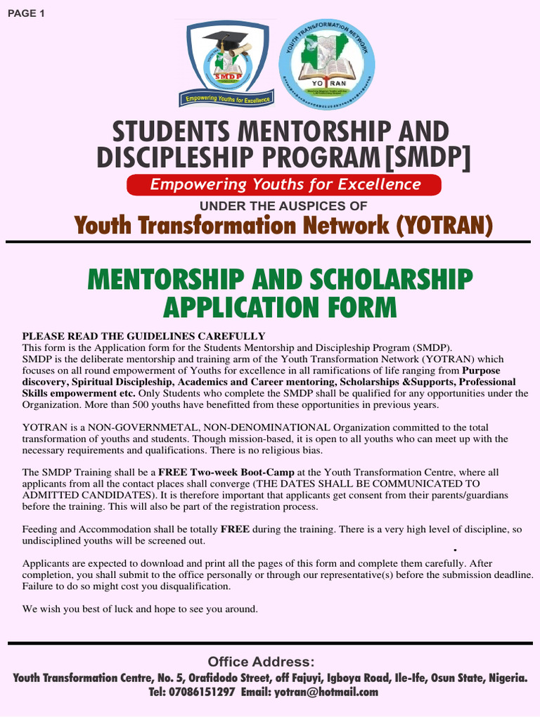 SMDP Form 5 | PDF | Mentorship