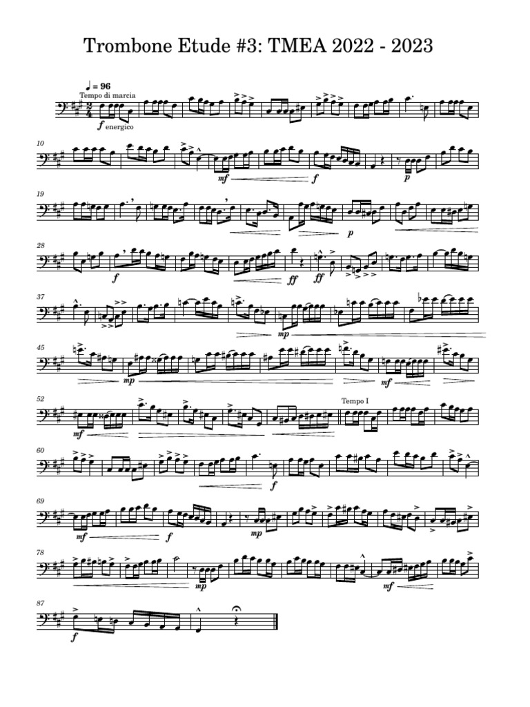 Trombone Etude 3 TMEA 2022 - 2023 | PDF