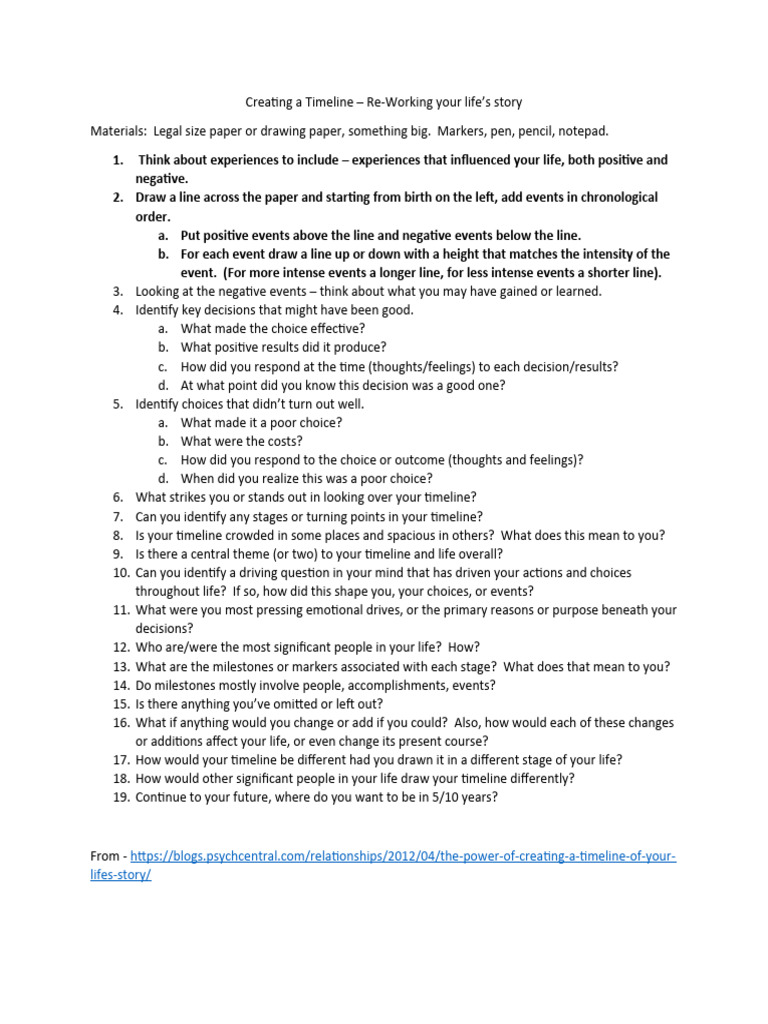 Creating A Timeline | PDF | Feeling | Thought
