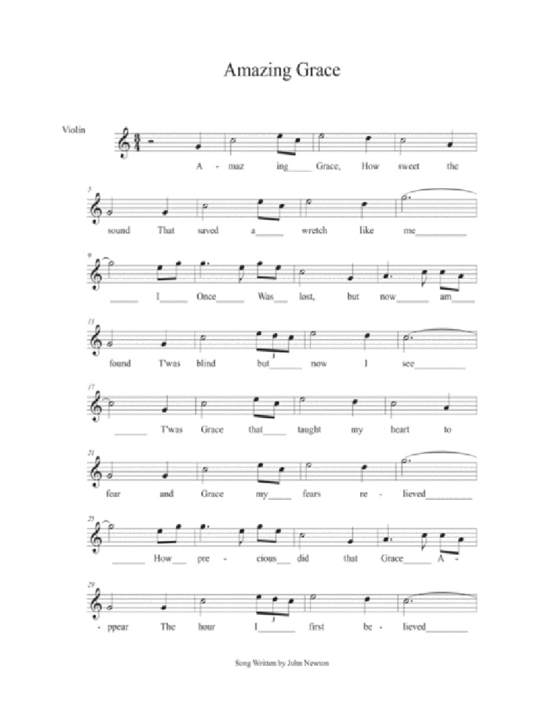Amazing Grace Key of C | PDF