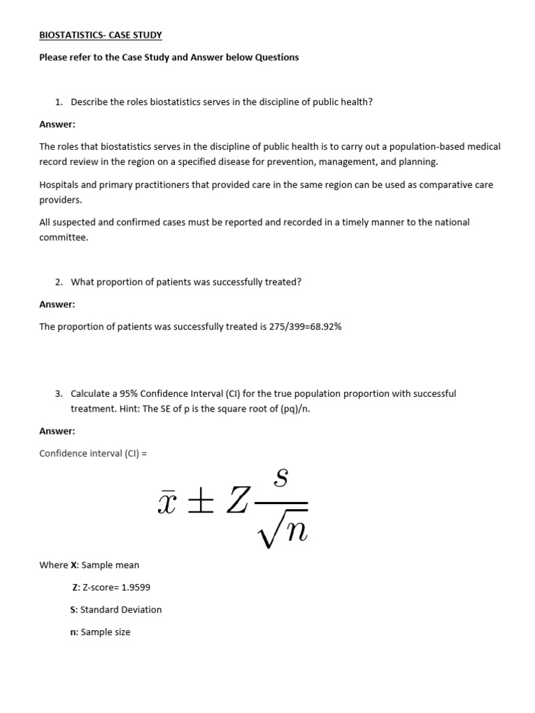 Case Study Questions and Answers On Biostatistics | PDF | Confidence ...