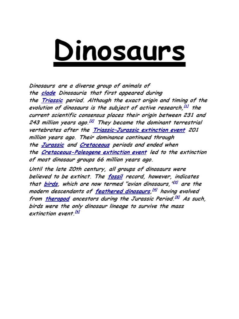 Dinosaurs | PDF