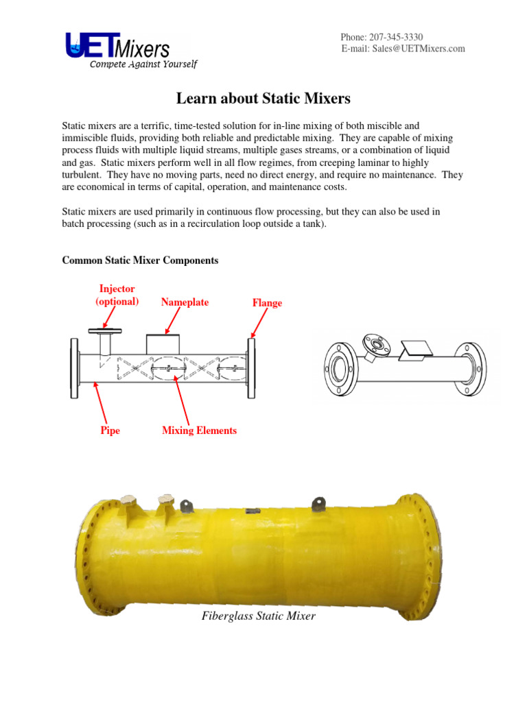 Learn About Static Mixers | PDF | Fluid Dynamics | Gases