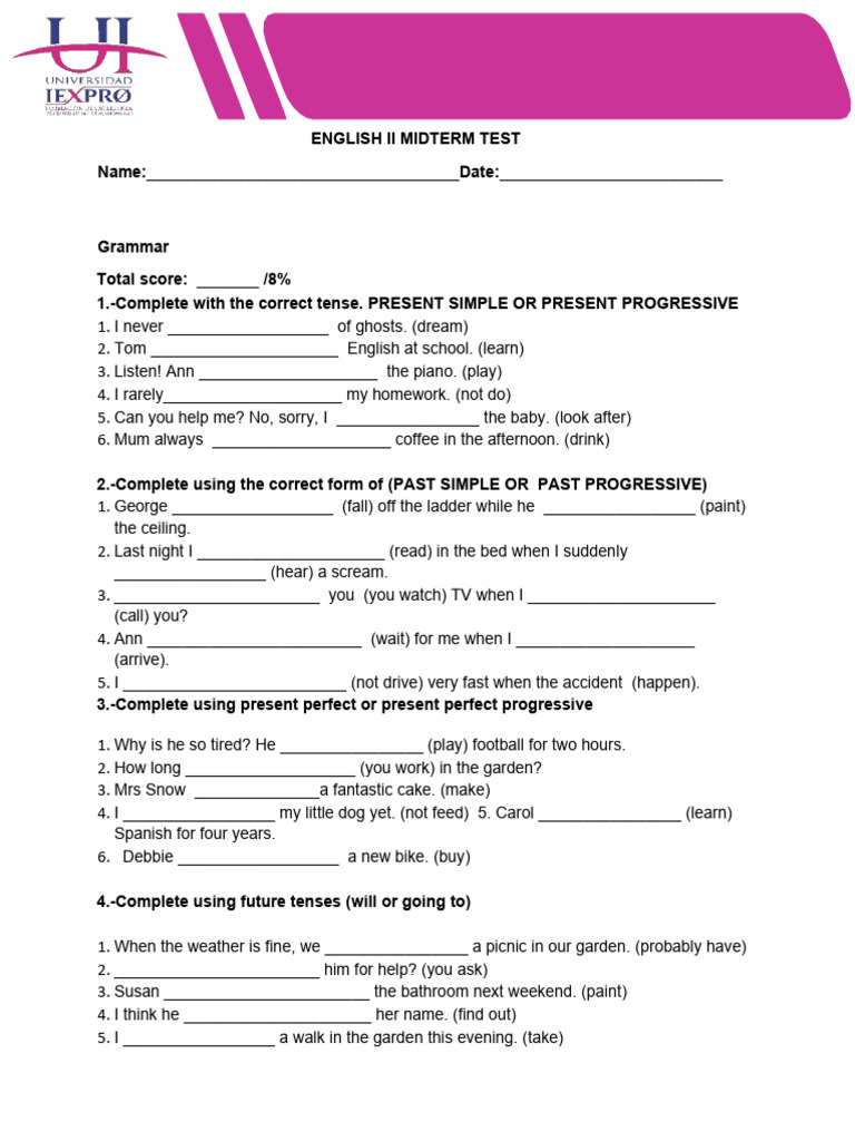 English II Midterm Test Guide | PDF