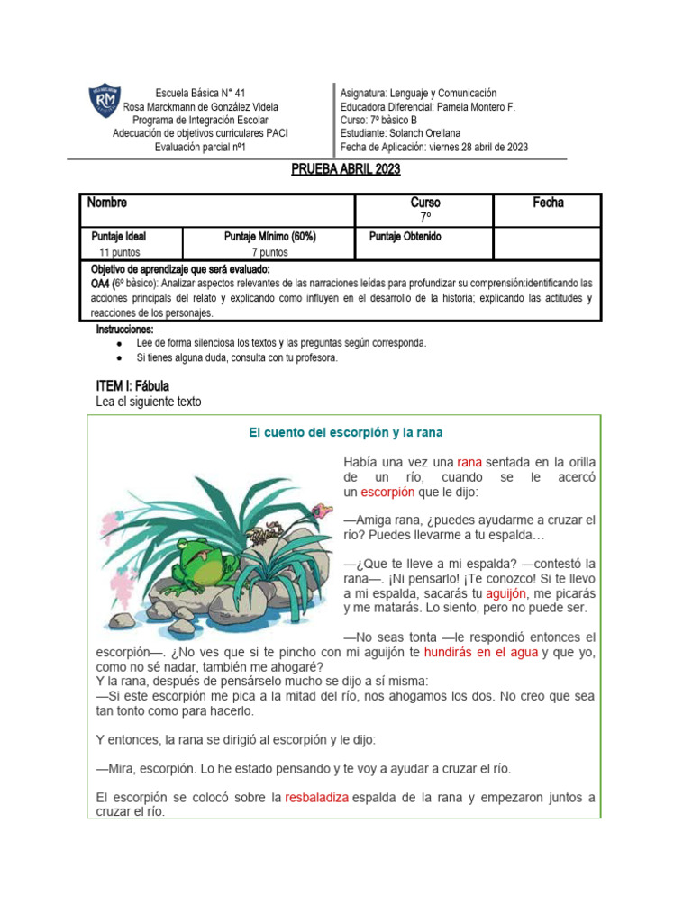 Evaluación Nº1 Solanch O. | PDF