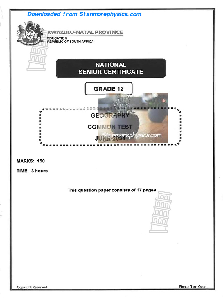 KZN Geography Grade 12 June 2024 QP and Memo | PDF | Surface Runoff | Erosion