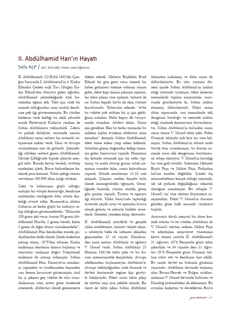 II. Abdülhamid Han'in Hayat | PDF