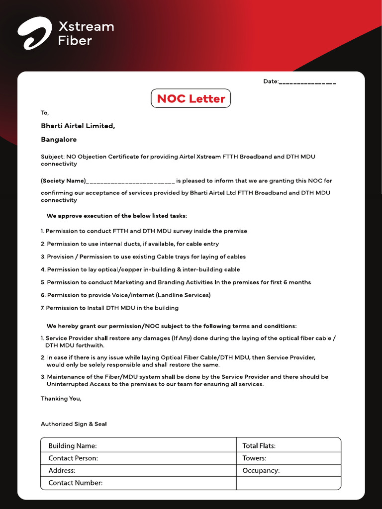 Xstream Fiber-New NOC Letter - A4 - 230425 - 124924 | PDF