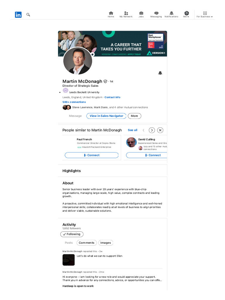 Martin McDonagh - LinkedIn | PDF | Business
