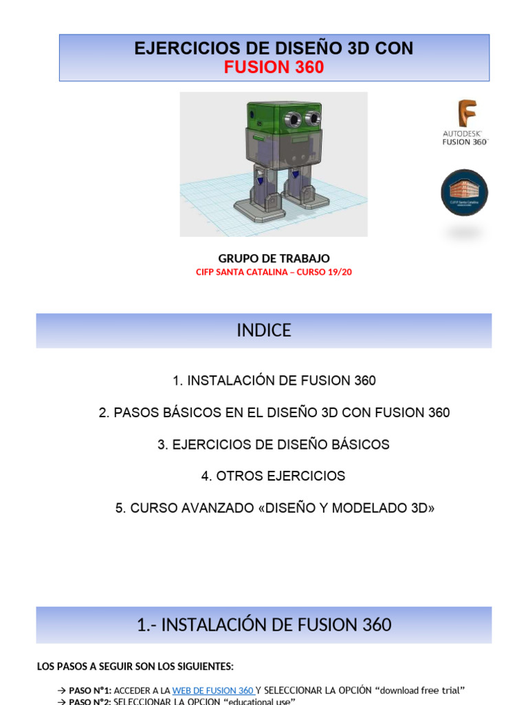 Tutorial Fusion 360 V3 Pdf Diseño Informática
