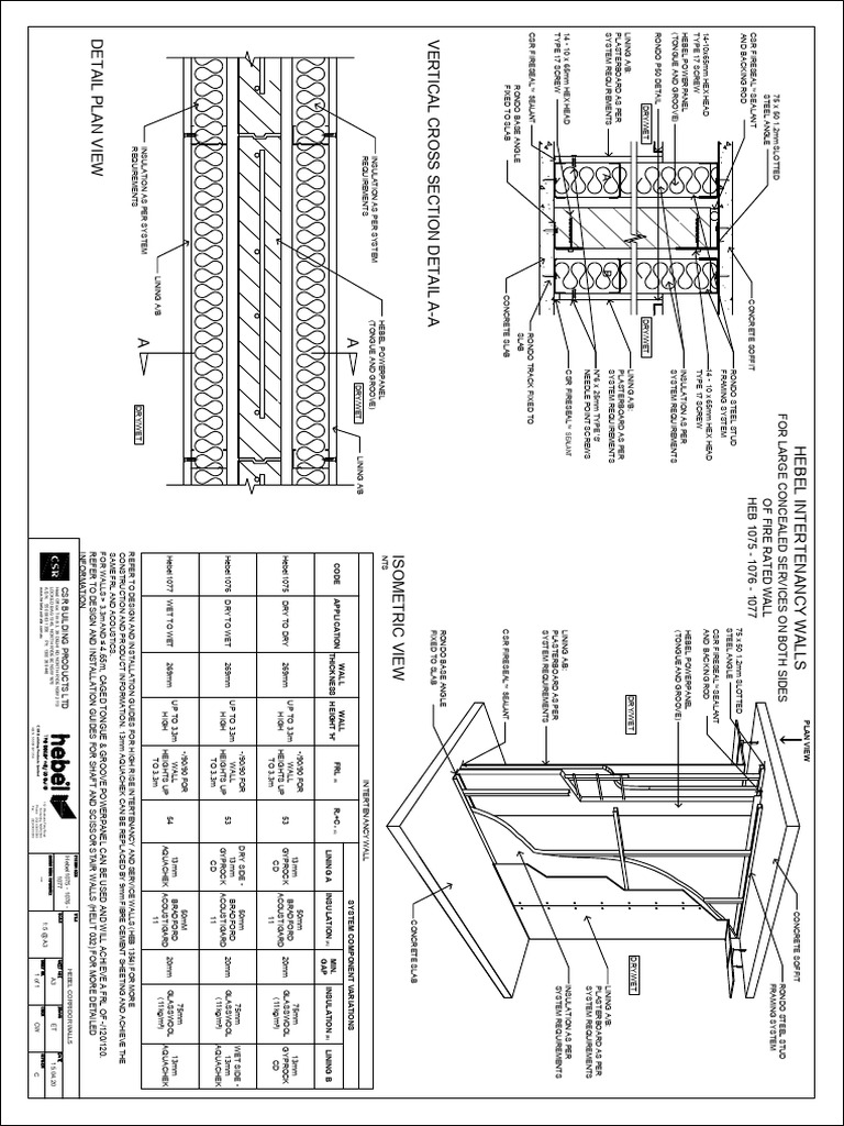 Intertenancy Walls Hebel 1075 1076 1077 | PDF | Drywall | Structural ...