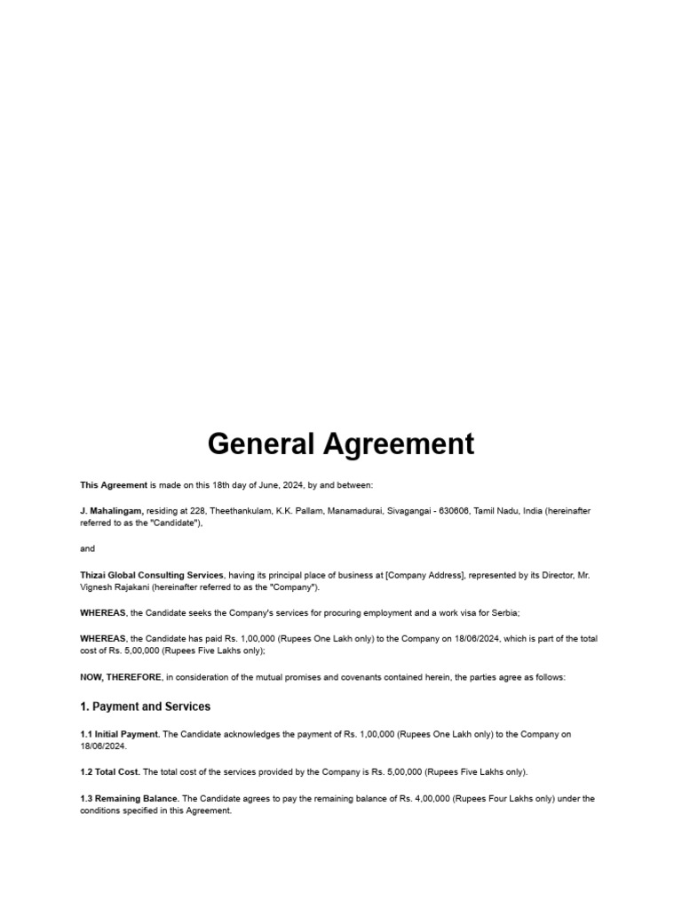 General Agreement J. Mahalingam | PDF | Public Law | Civil Law (Legal ...