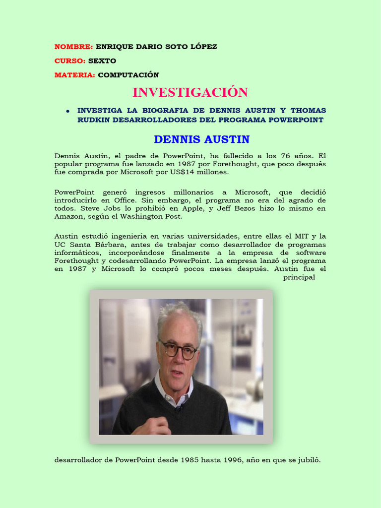 Biografía de Creadores de PowerPoint | PDF | Ciencias sociales ...